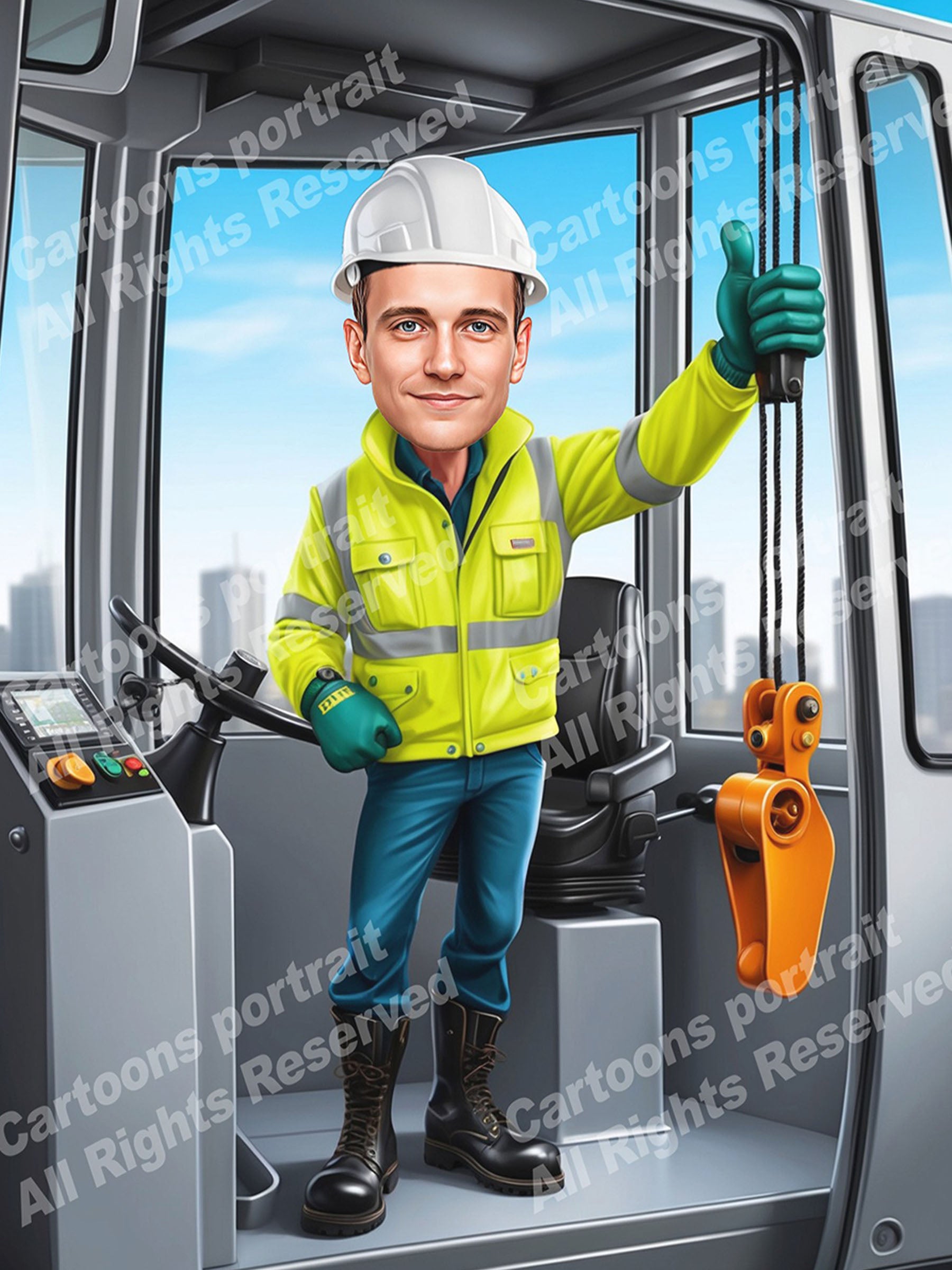 Cadeau pour un(e) grutier/grutière | Caricature personnalisée ...