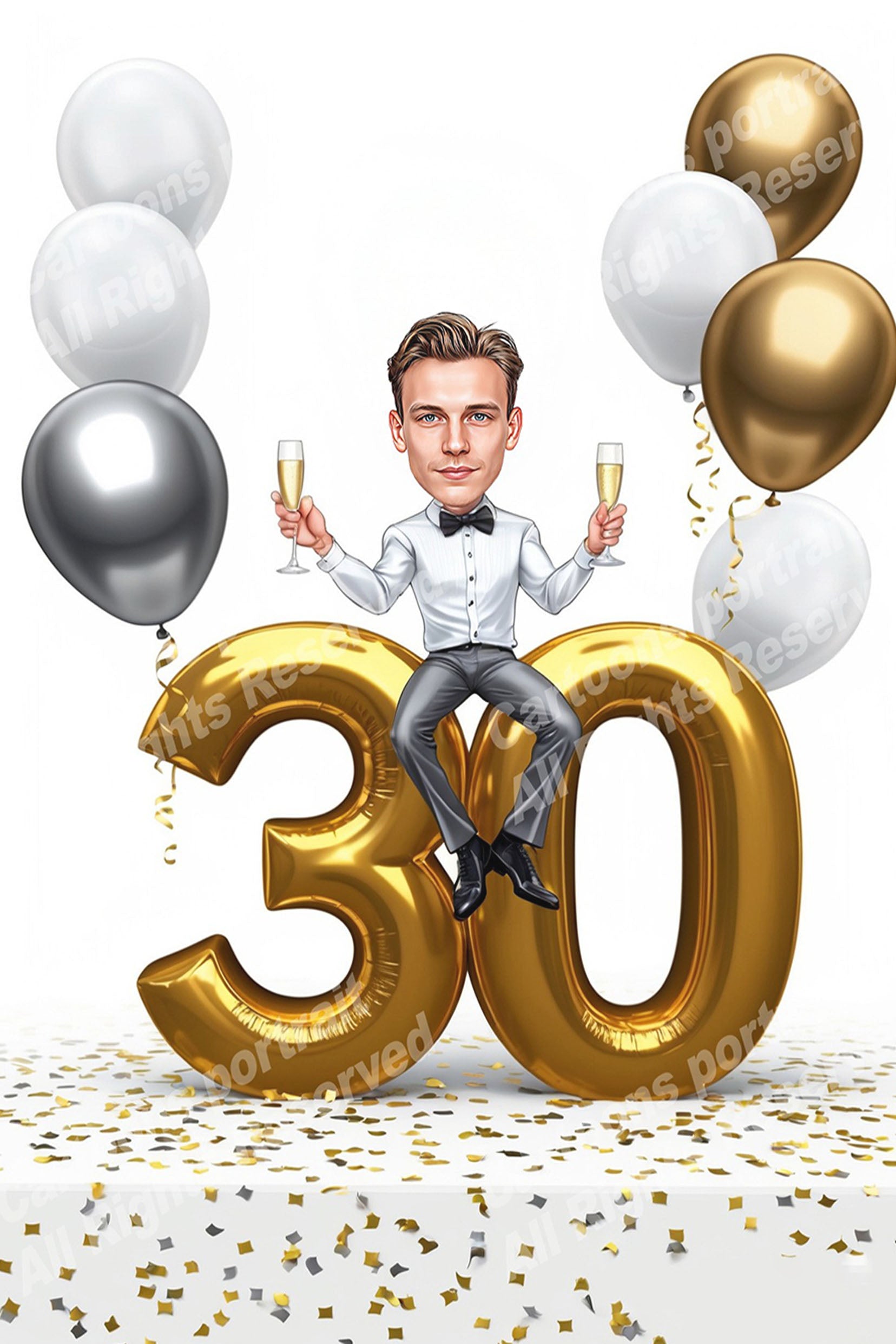 30th Birthday Caricature from Photo | Custom Cartoon Portrait ...