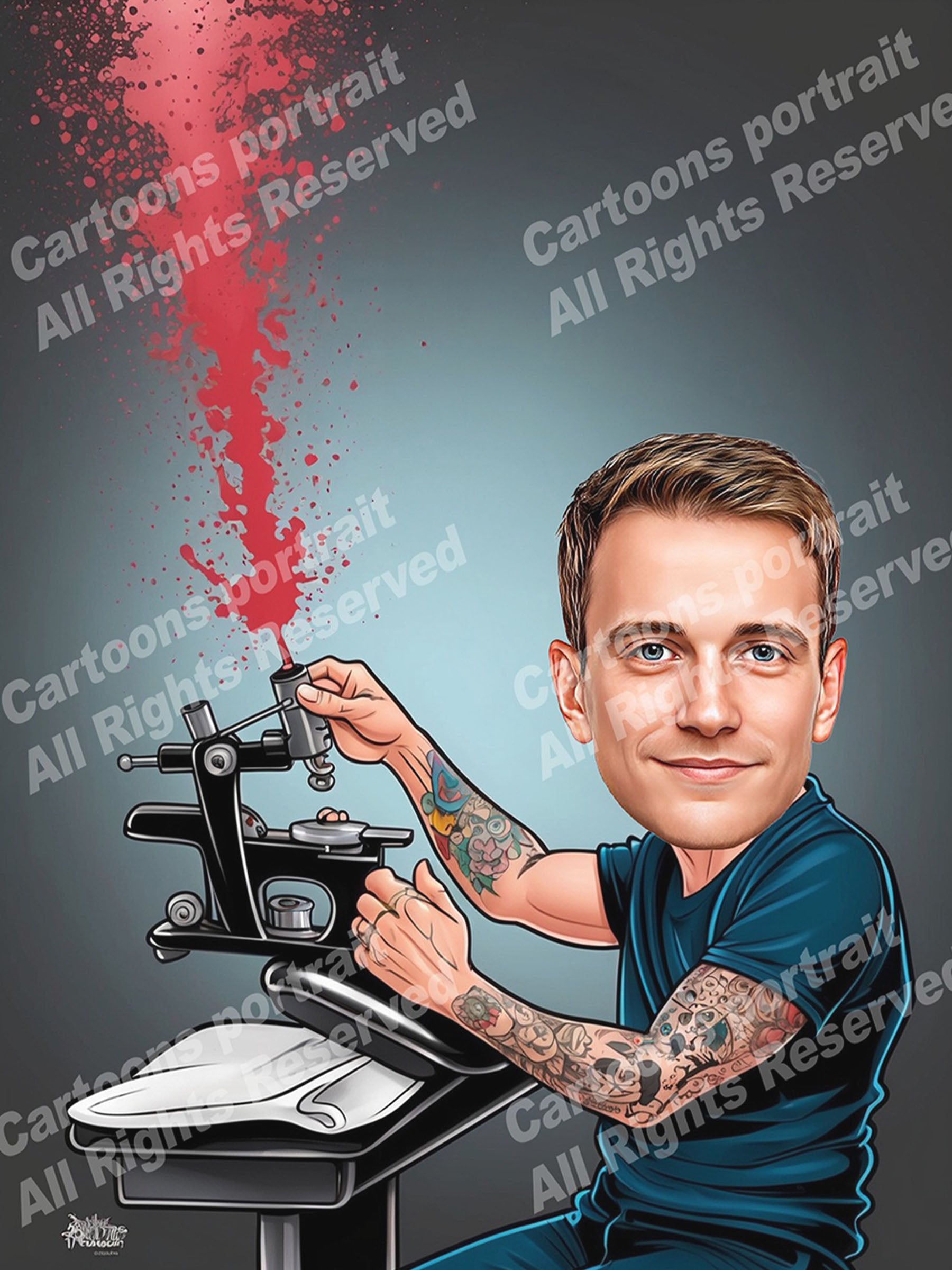 Cadeau pour un(e) tatoueur/tatoueuse | Caricature personnalisée ...