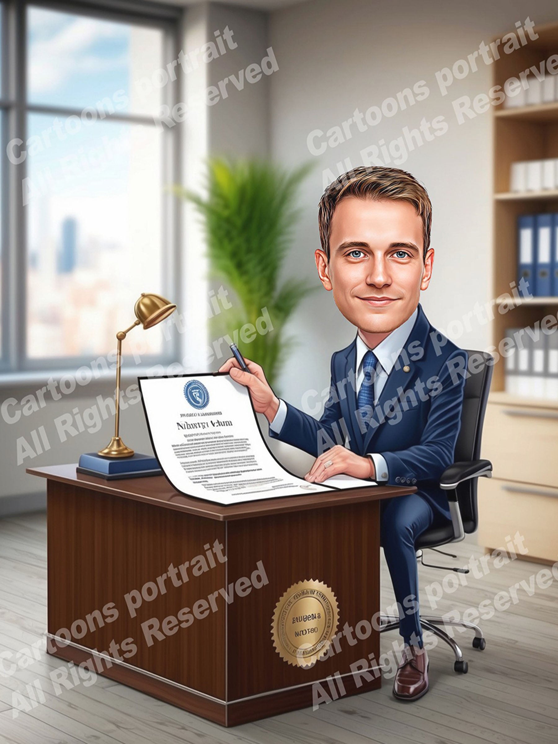 Cadeau pour un notaire | Caricature personnalisée – Cartoons Portrait